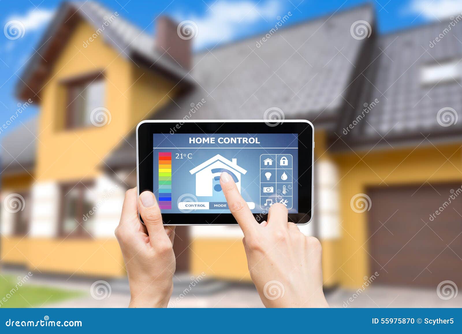 Remote Home Control System on a Digital Tablet. Stock Photo - Image of ...