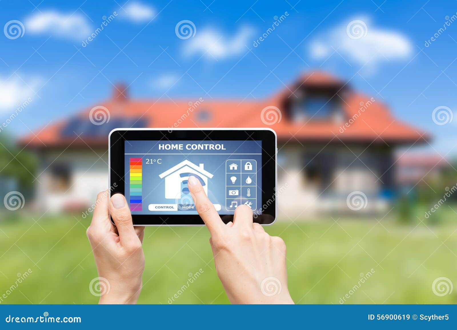 Remote Home Control System on a Digital Tablet. Stock Image - Image of ...