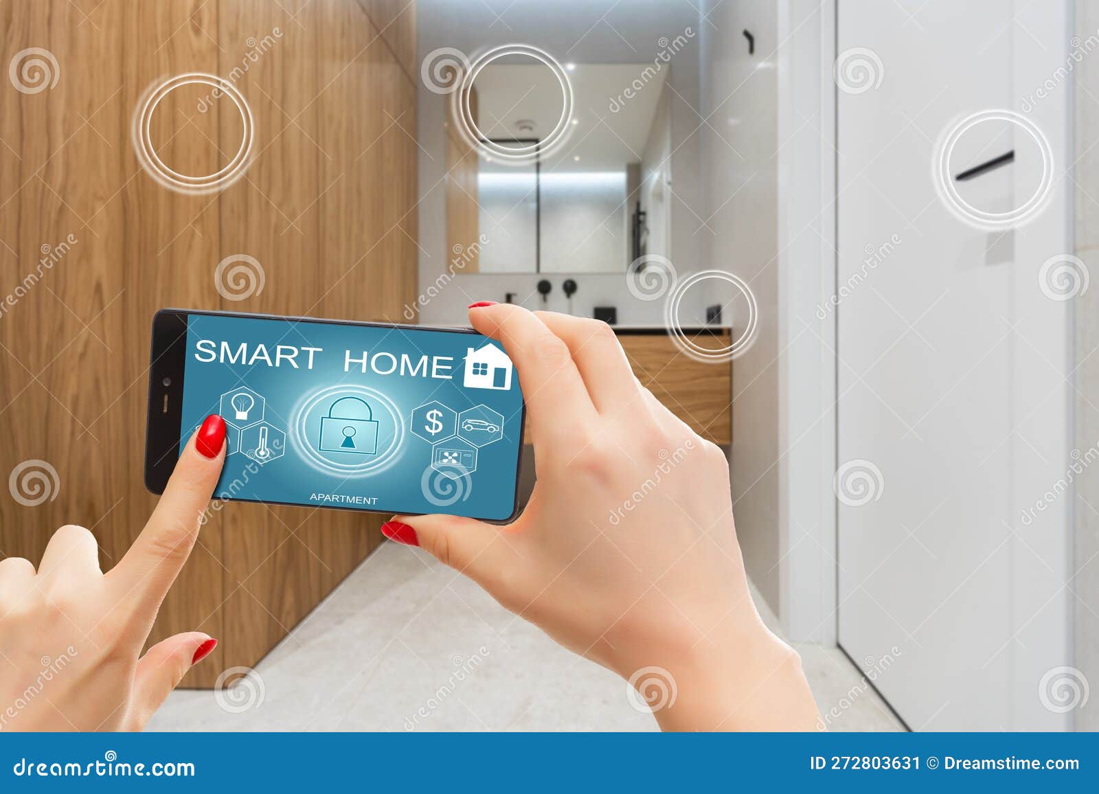 Remote Home Control System on a Phone. Stock Image - Image of ...