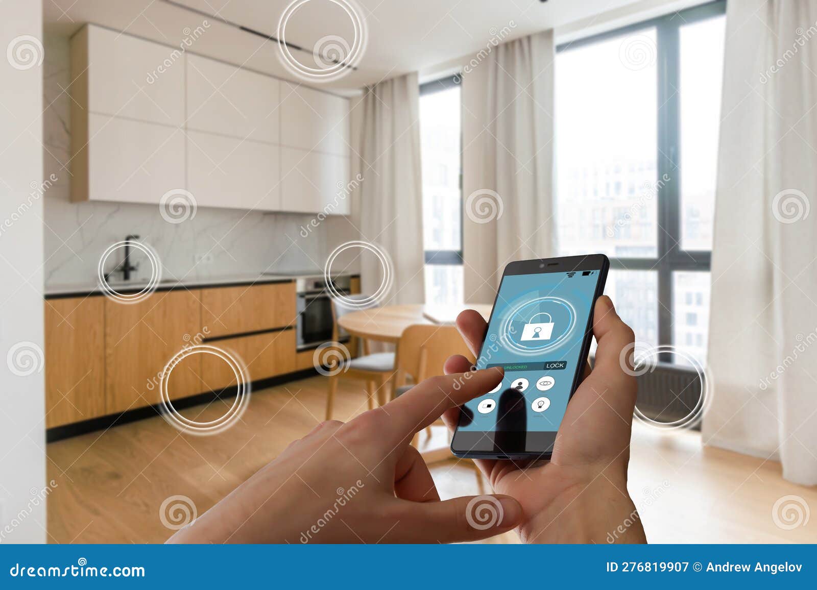 Remote Home Control System on a Phone. Stock Image - Image of interface ...