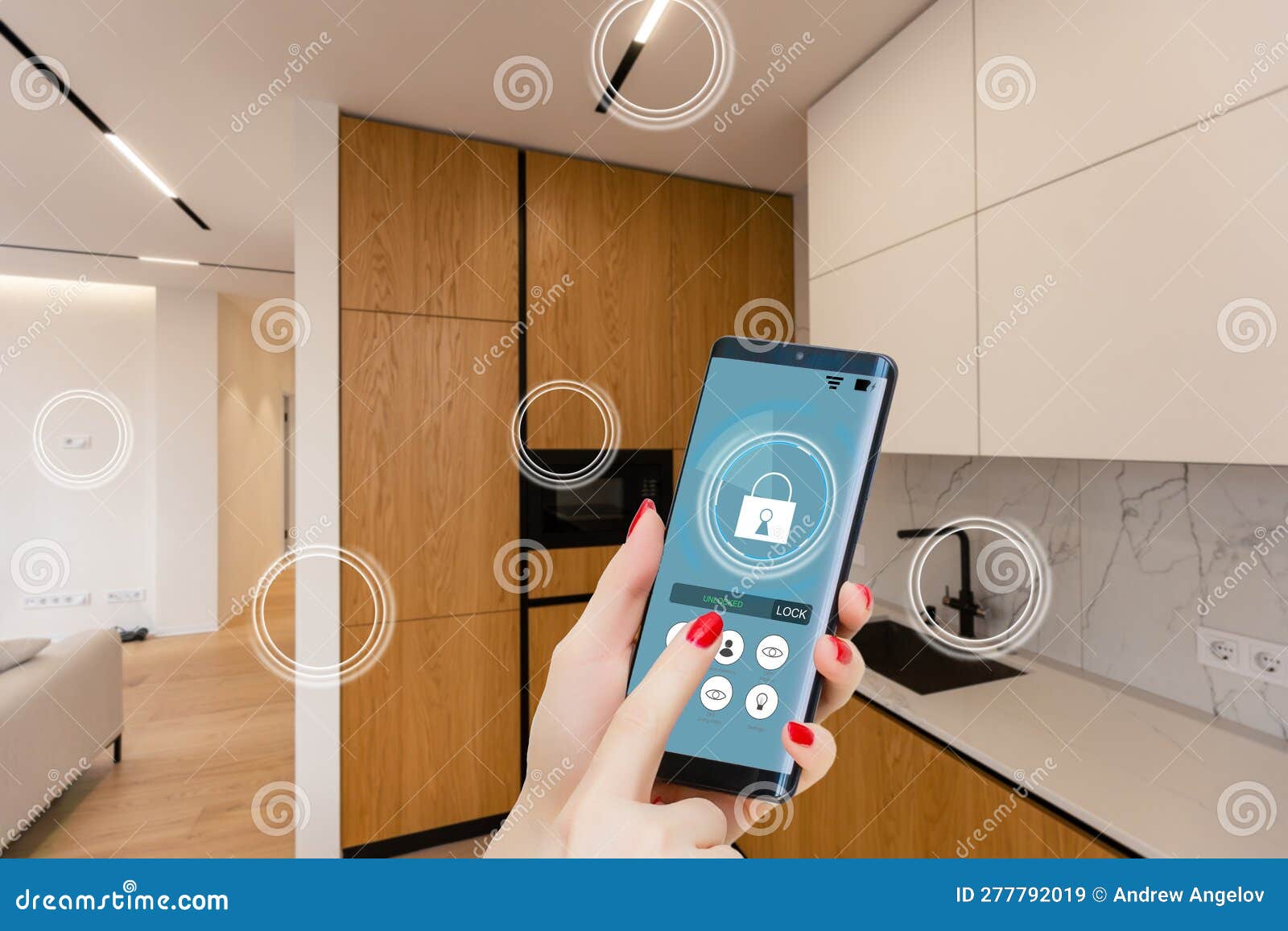 Remote Home Control System on a Phone. Stock Image - Image of control ...