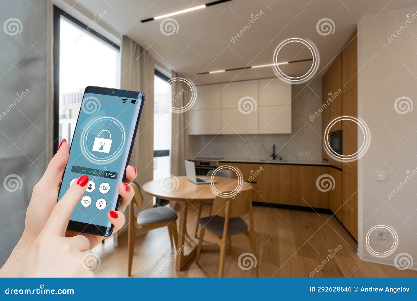 Remote Home Control System on a Phone. Stock Photo - Image of internet ...