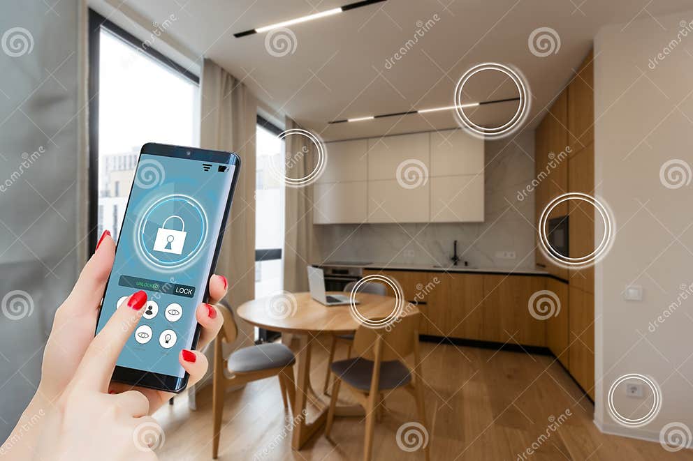 Remote Home Control System on a Phone. Stock Photo - Image of internet ...