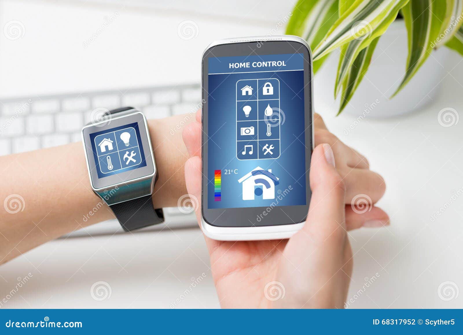 Remote Home Control System on a Smart Phone. Stock Photo - Image of ...