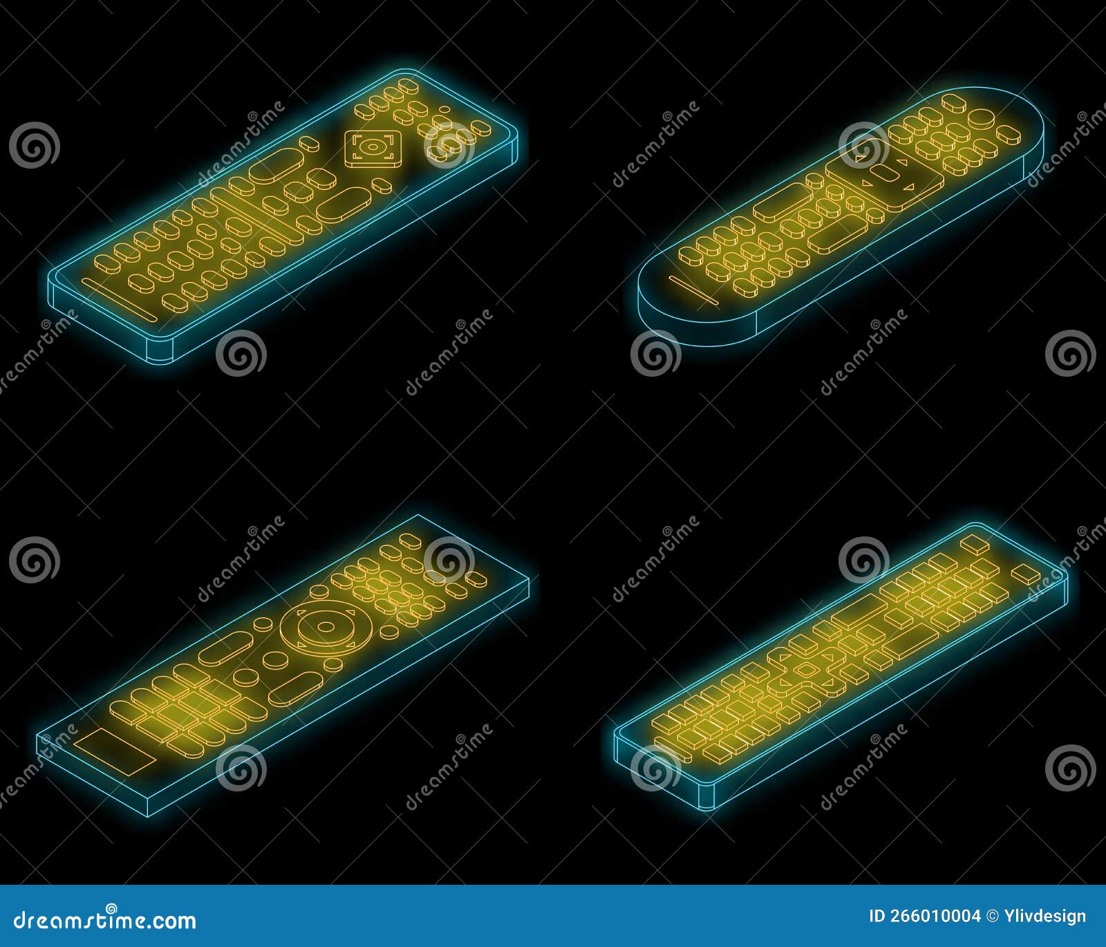 Remote Icons Set Vector Neon Stock Illustration - Illustration of power ...