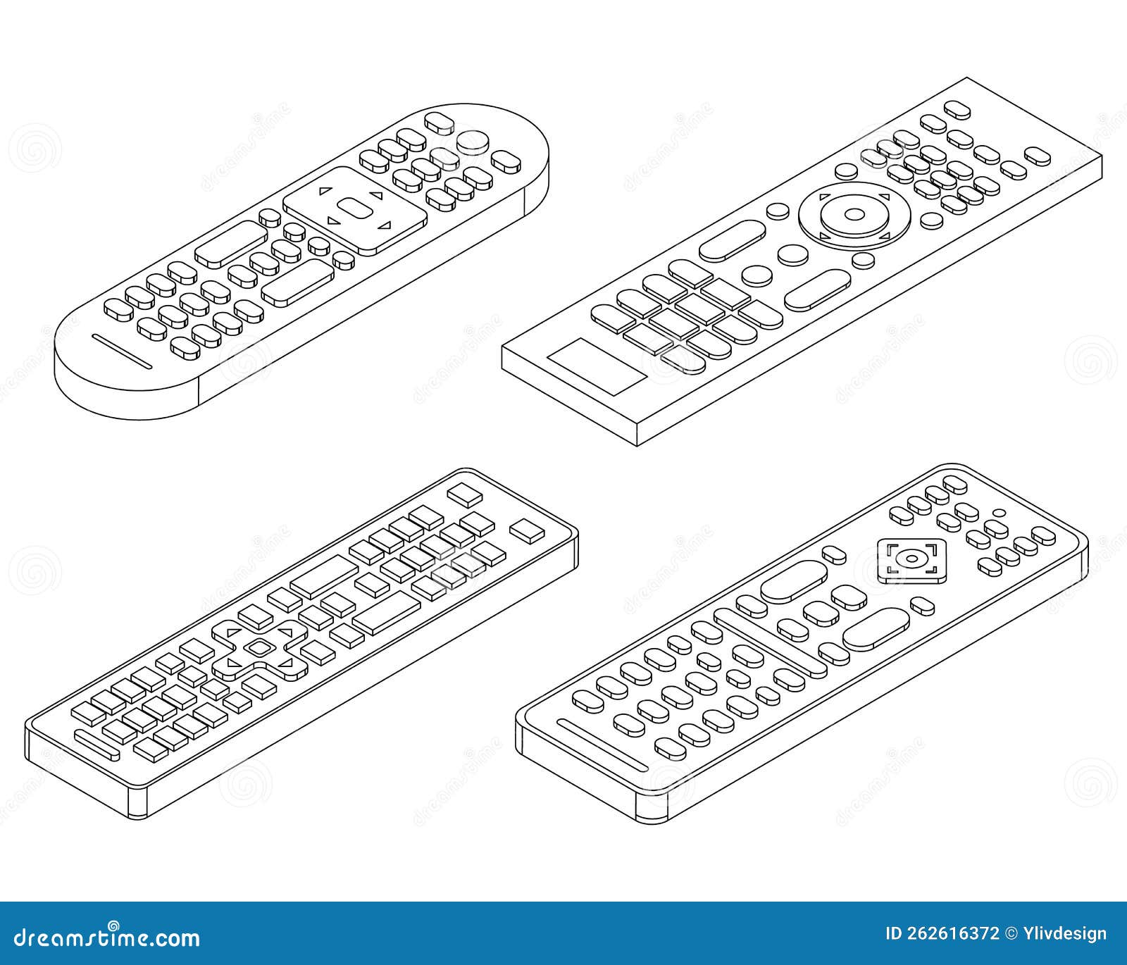 Remote Icons Set Vector Outline Stock Vector - Illustration of smart ...