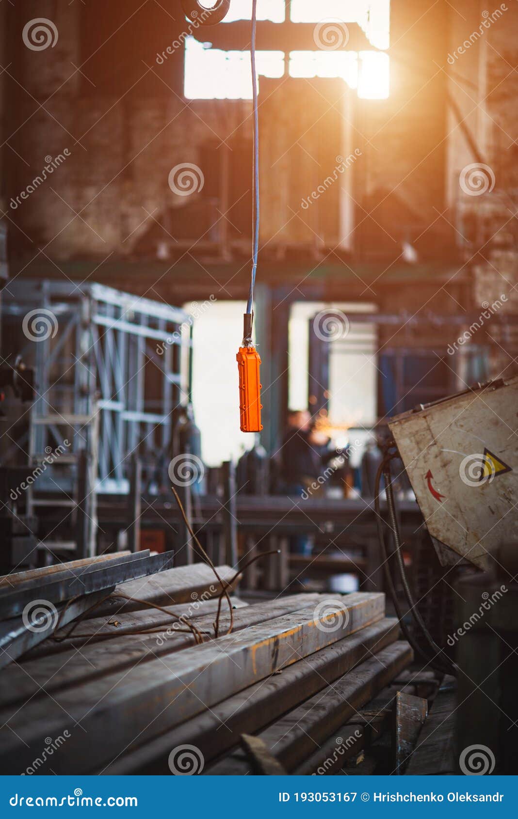 Remote from the Industrial Crane Hanging on the Cable Stock Image ...