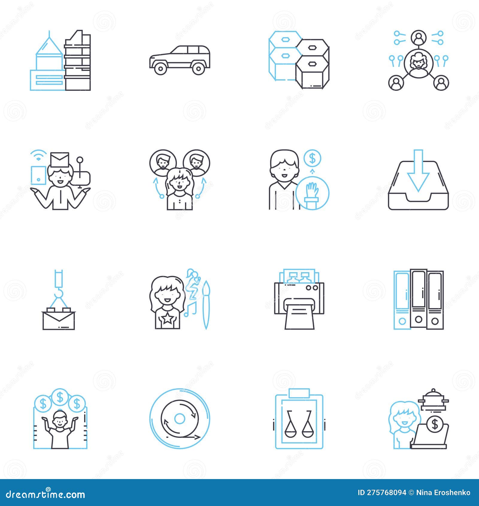 Remote Industry Linear Icons Set. Remote, Virtual, Telecommuting ...