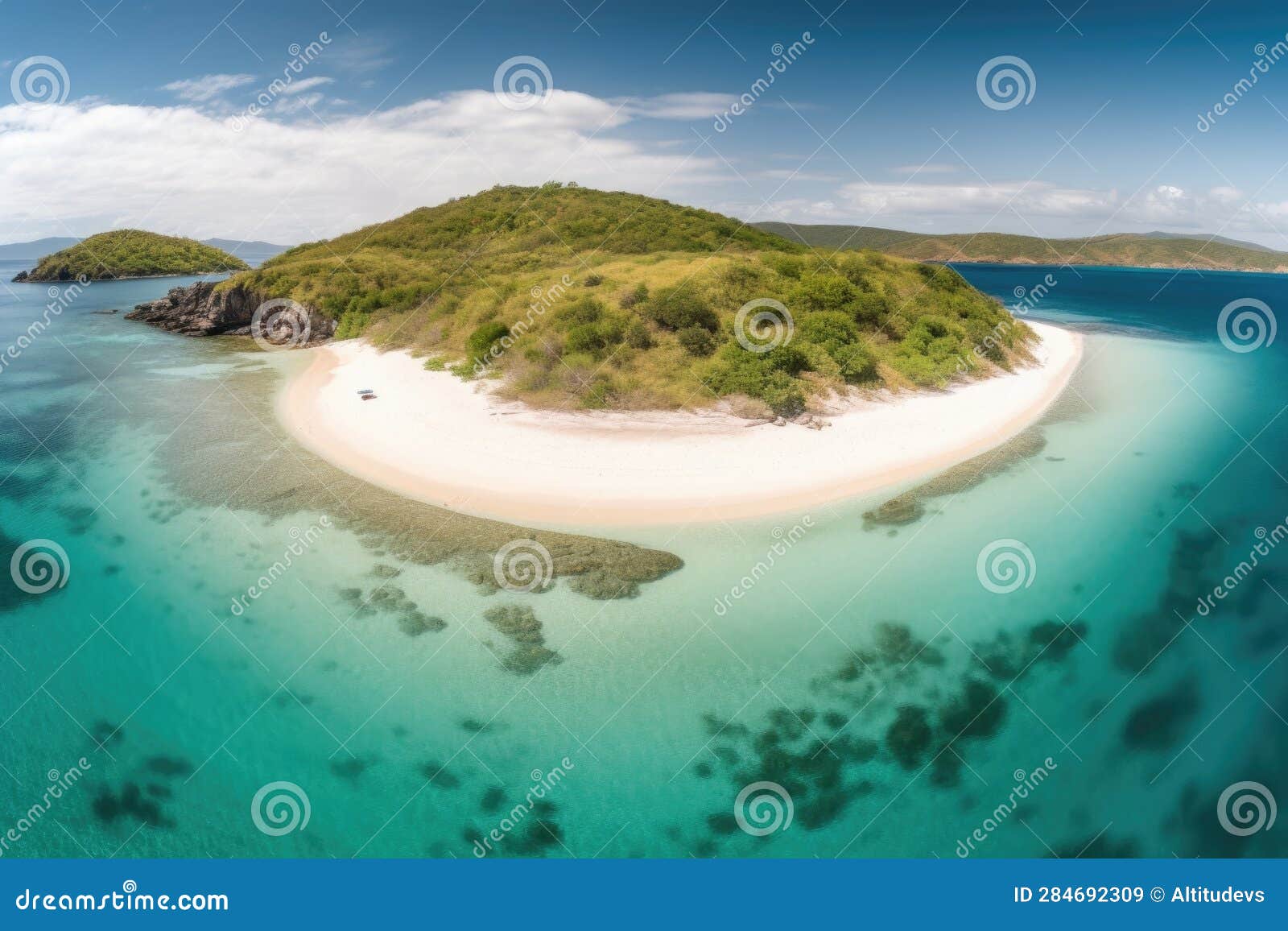 Remote Island with Sandy Beach and Crystal-clear Waters Stock ...