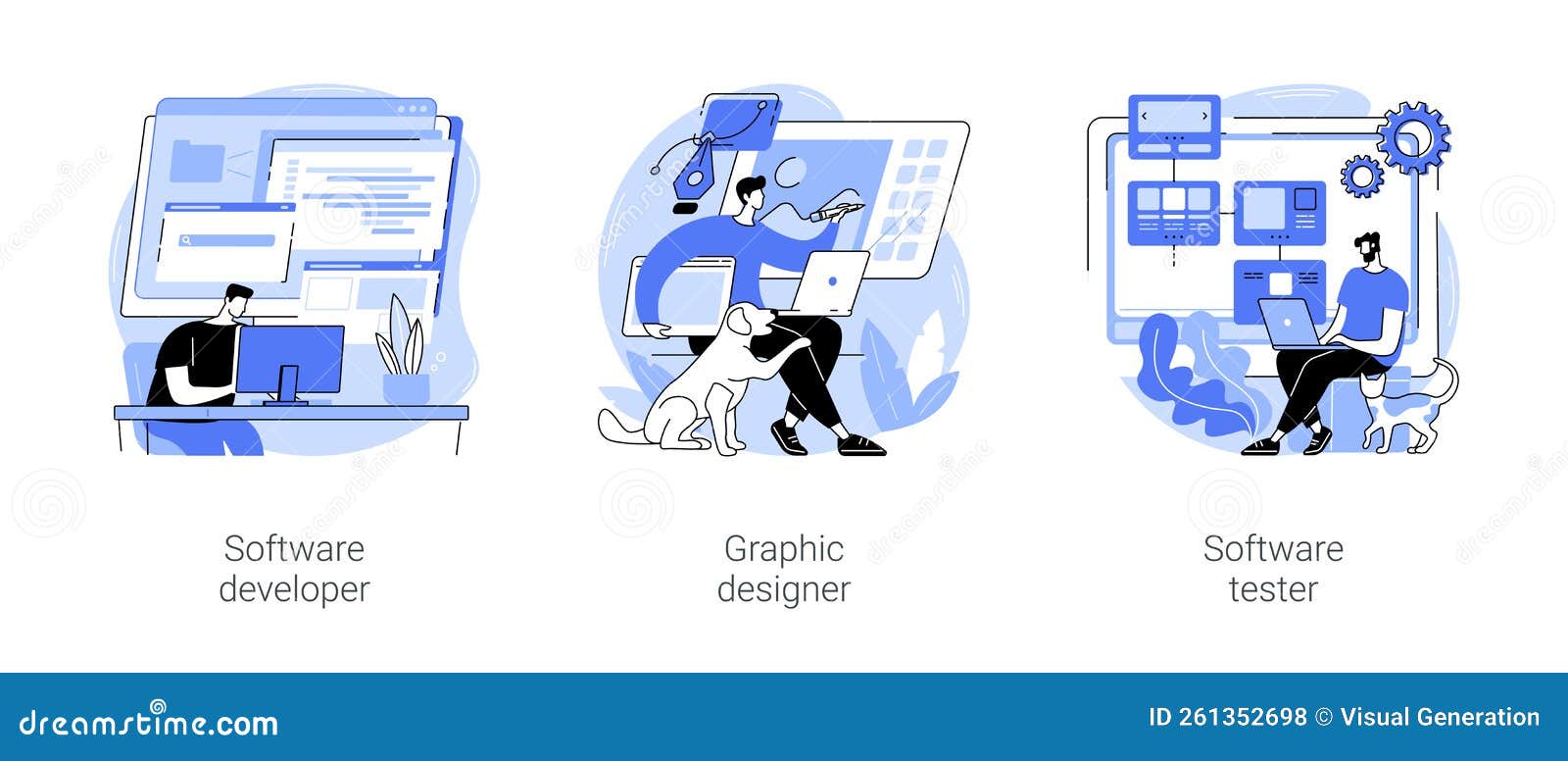 Remote it Jobs Isolated Cartoon Vector Illustrations Se Stock Vector ...