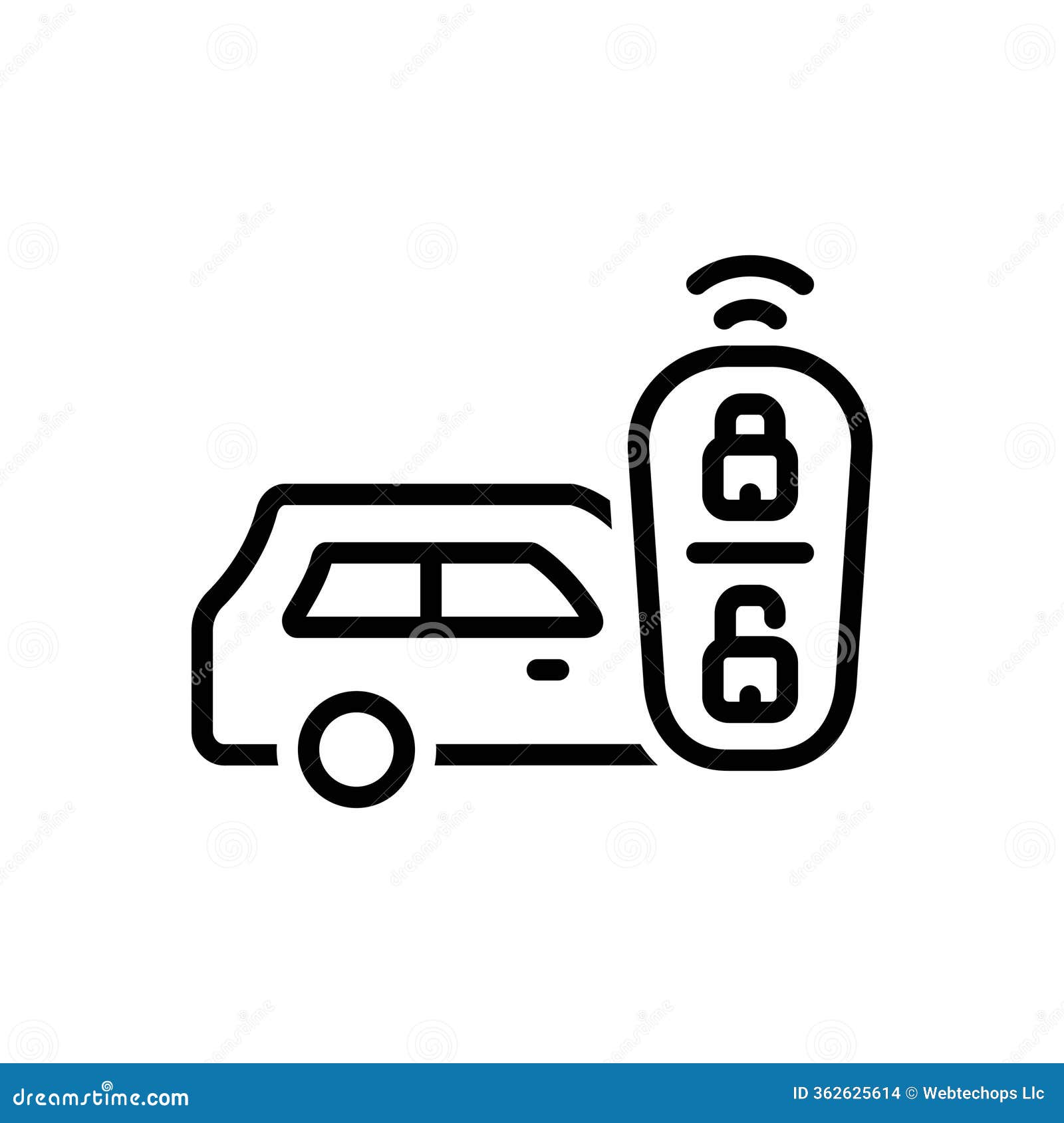 Black Line Icon for Remote Keyless System, Remote and System Stock ...