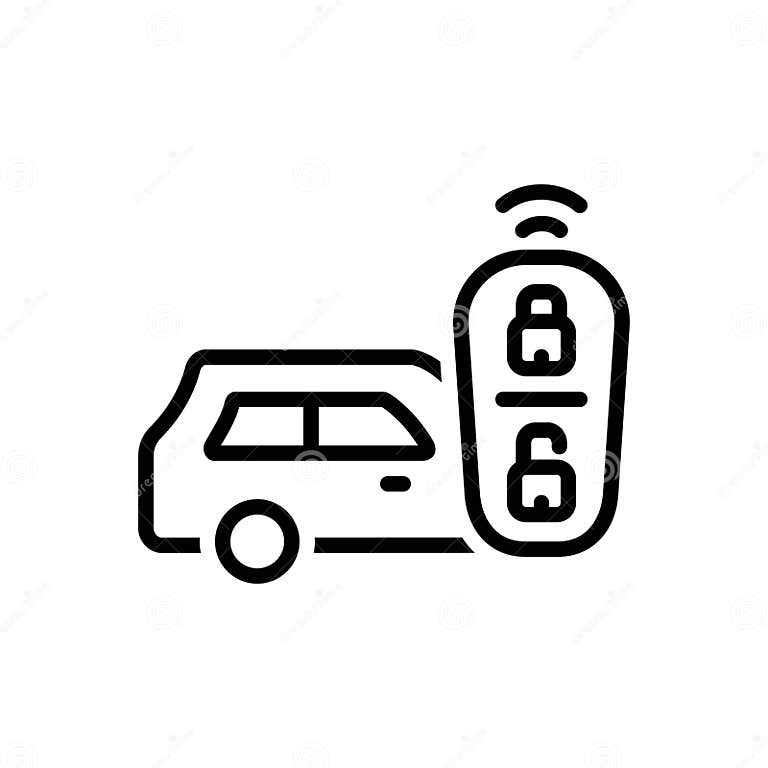 Black Line Icon for Remote Keyless System, Remote and System Stock ...