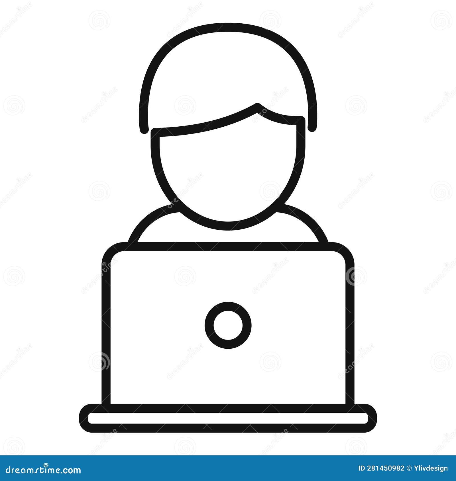Remote Laptop Worker Icon Outline Vector. Work Time Stock Illustration ...