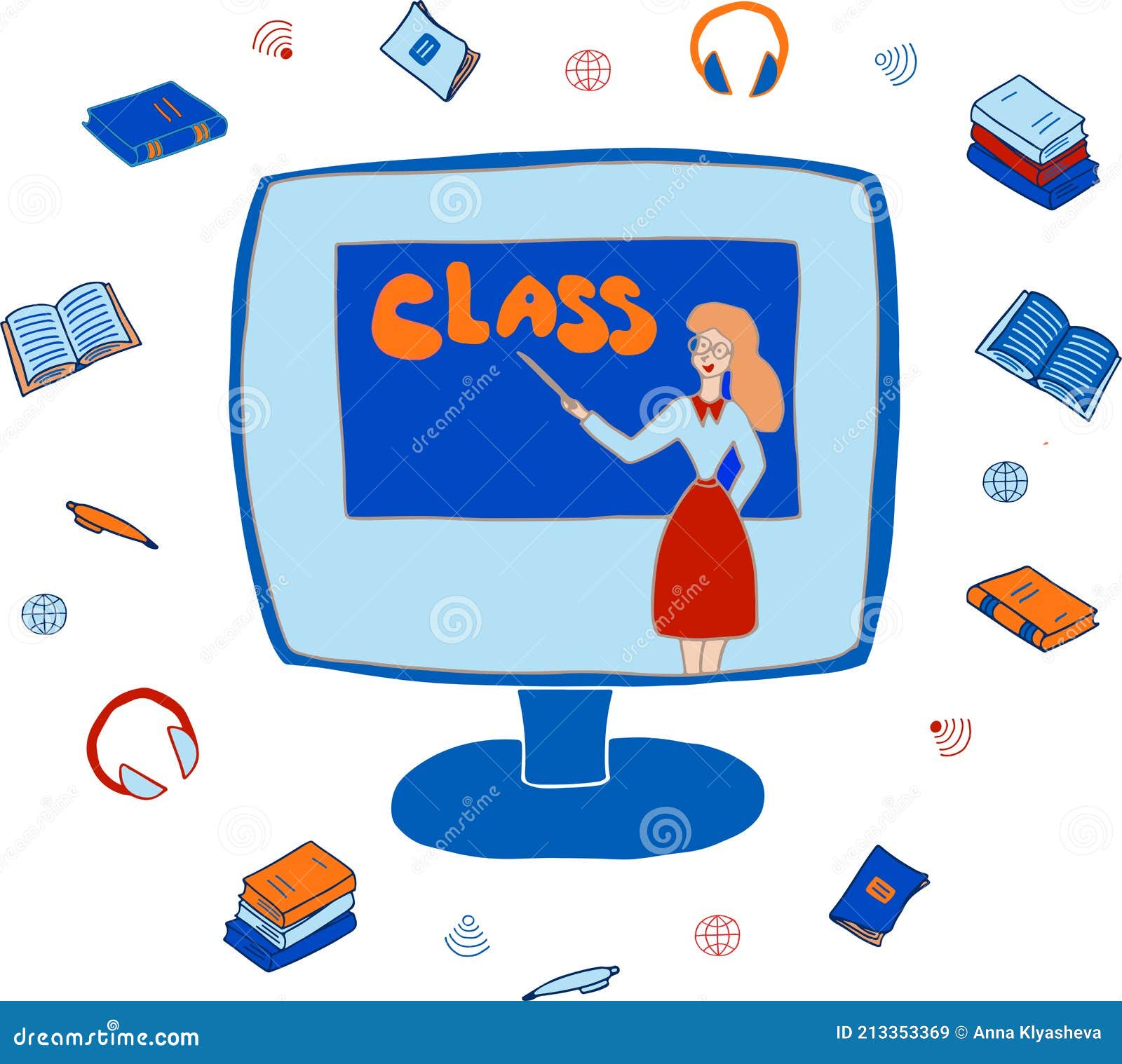 Remote Learning Illustation Vector Cartoon Stock Vector - Illustration ...