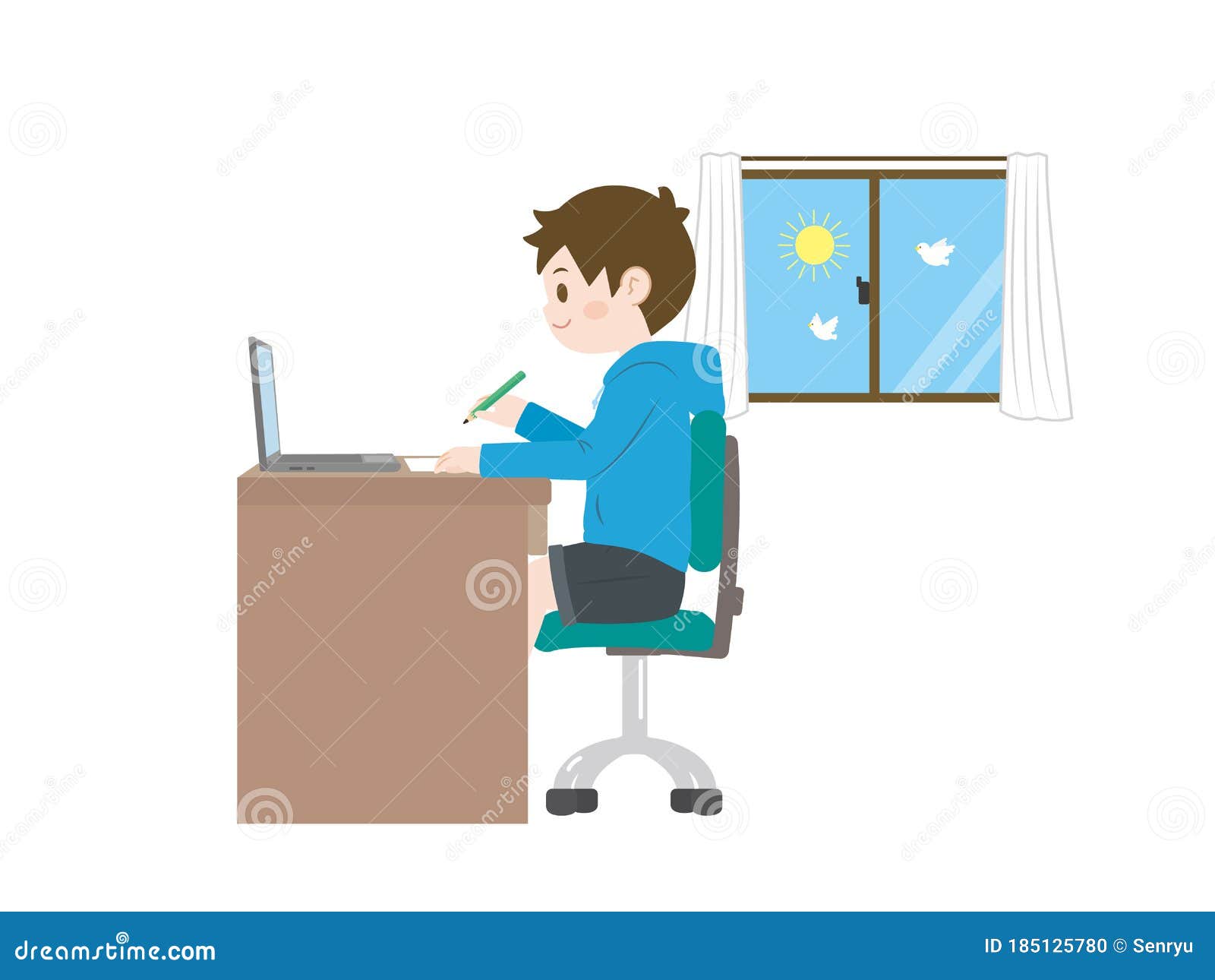 Remote learning stock vector. Illustration of school - 185125780