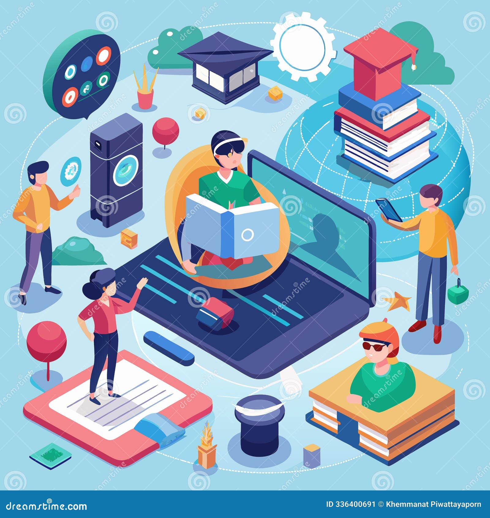 Remote Learning with Vr Technology Info Graphic Design Stock Image ...