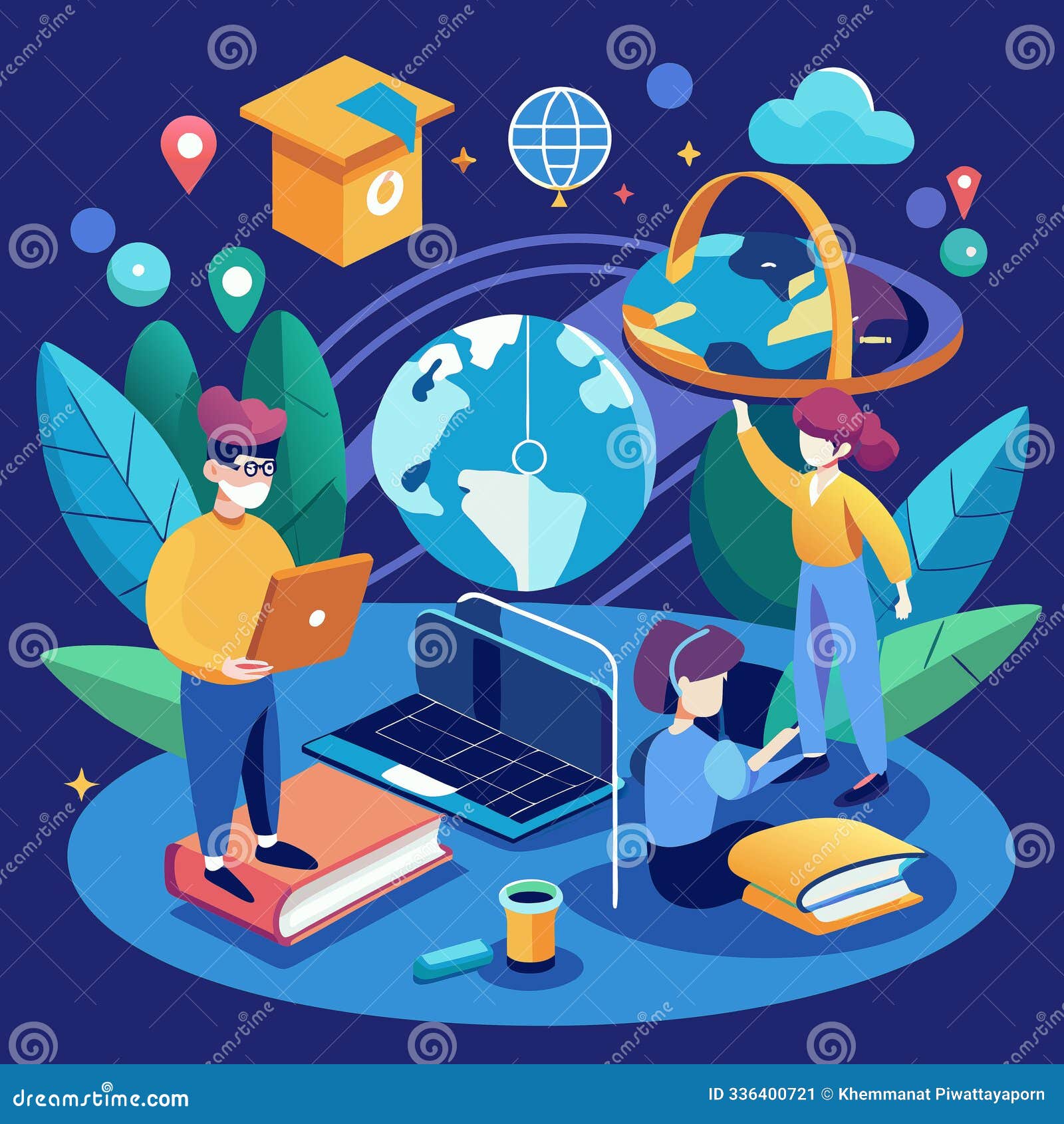 Remote Learning with Vr Technology Info Graphic Design Stock Image ...