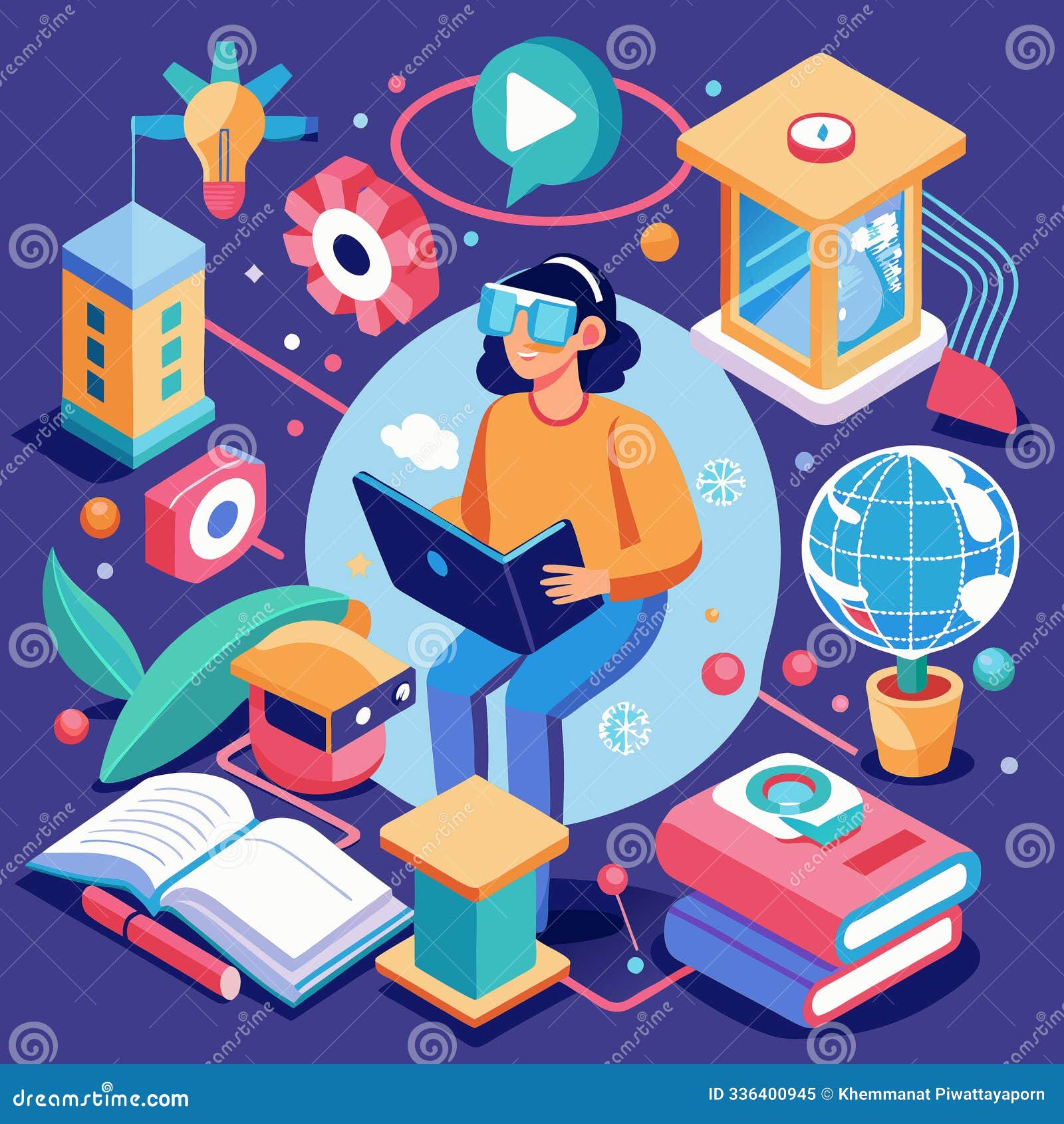 Remote Learning with Vr Technology Info Graphic Design Stock Image ...