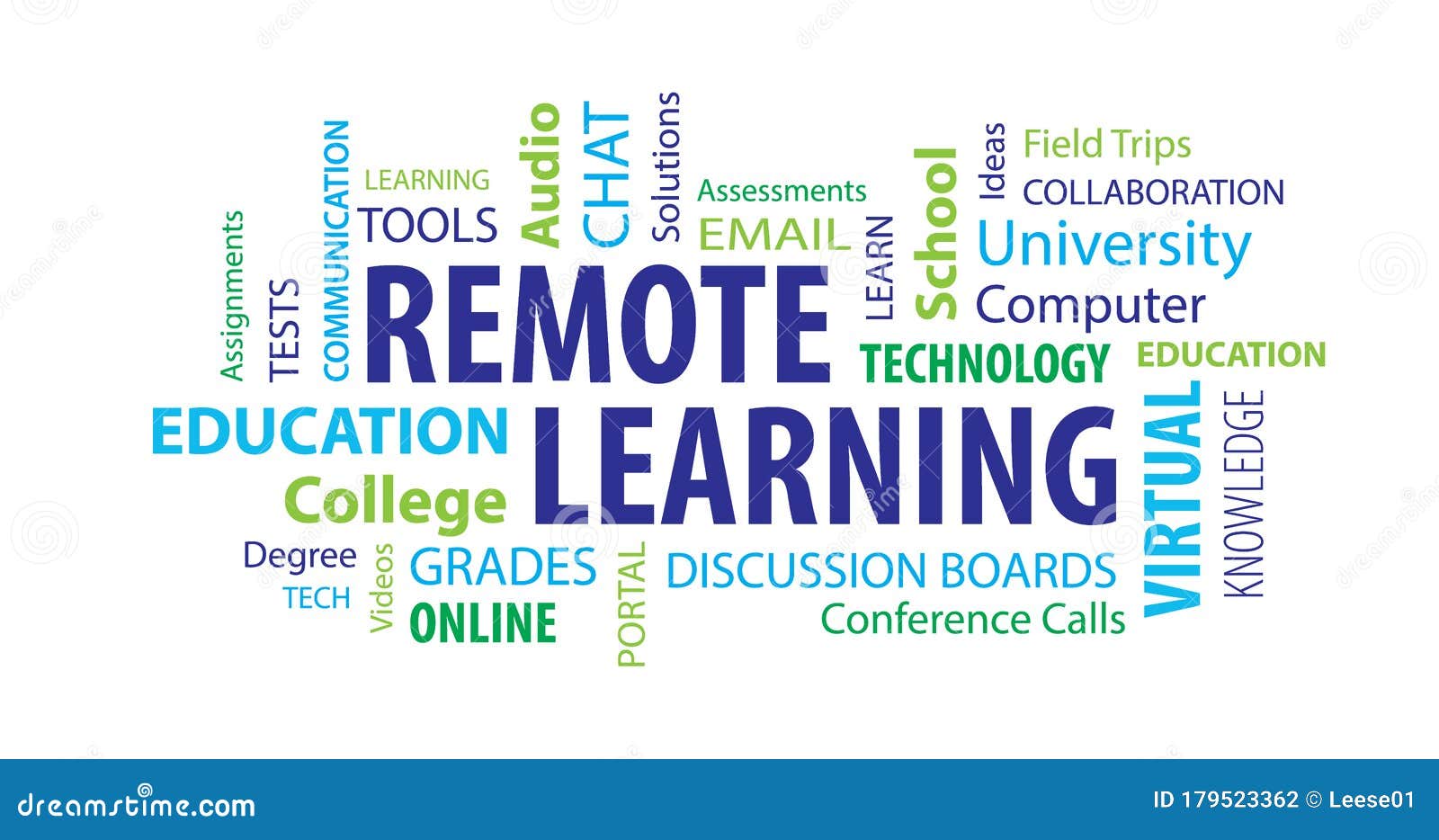 Remote Learning Word Cloud stock illustration. Illustration of computer ...