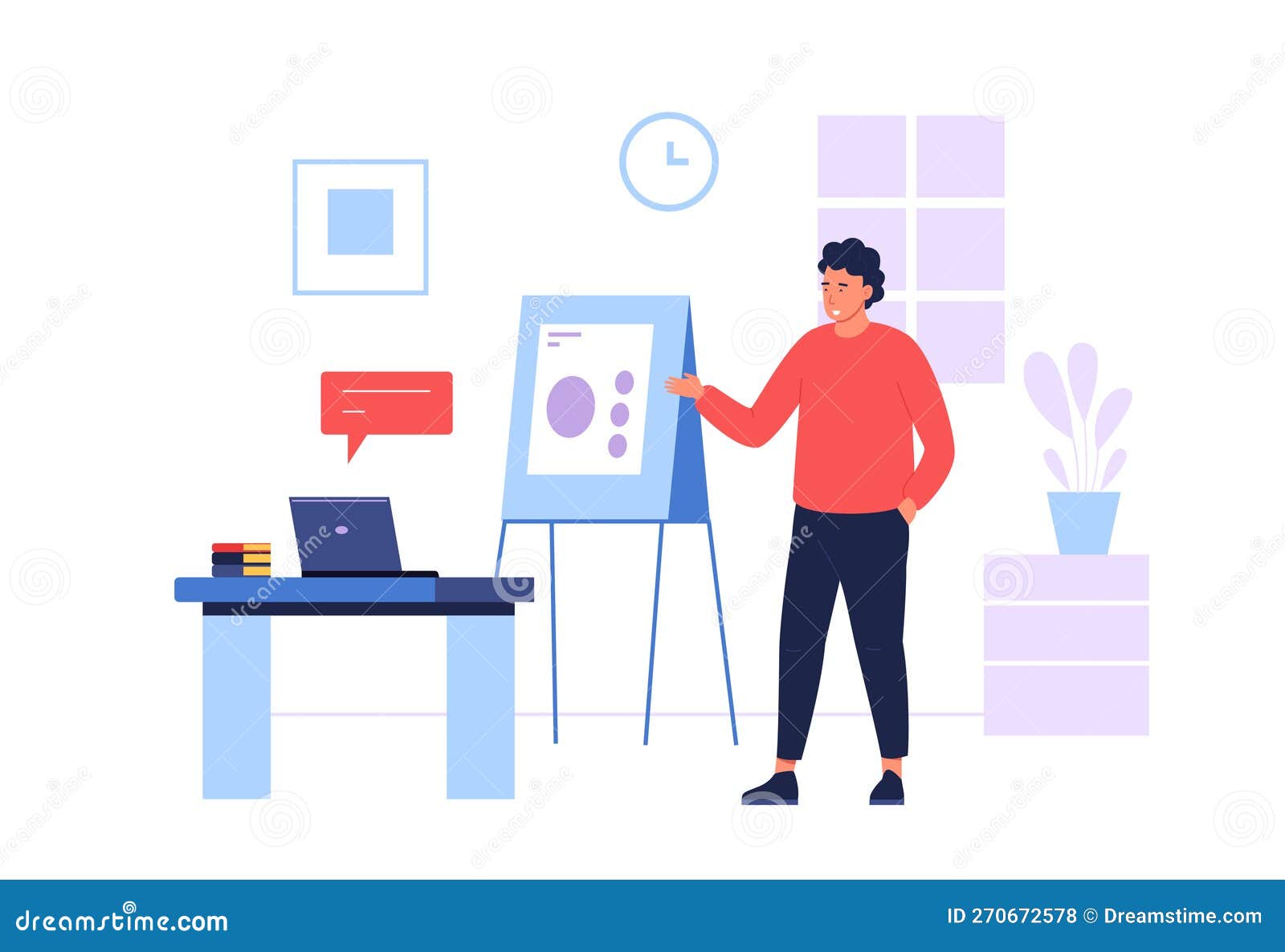 Remote Lessons, Teacher Teach Using Laptop and Banner Stock Vector ...