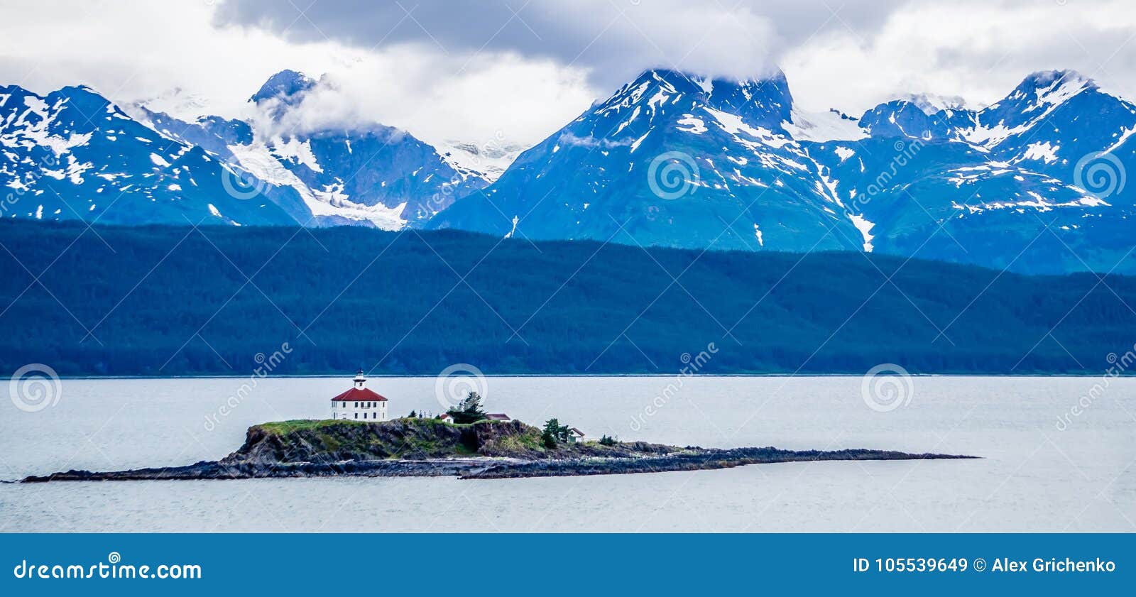 Remote Lighthouse Island Standing in the Middle of Mud Bay Alaska Stock ...