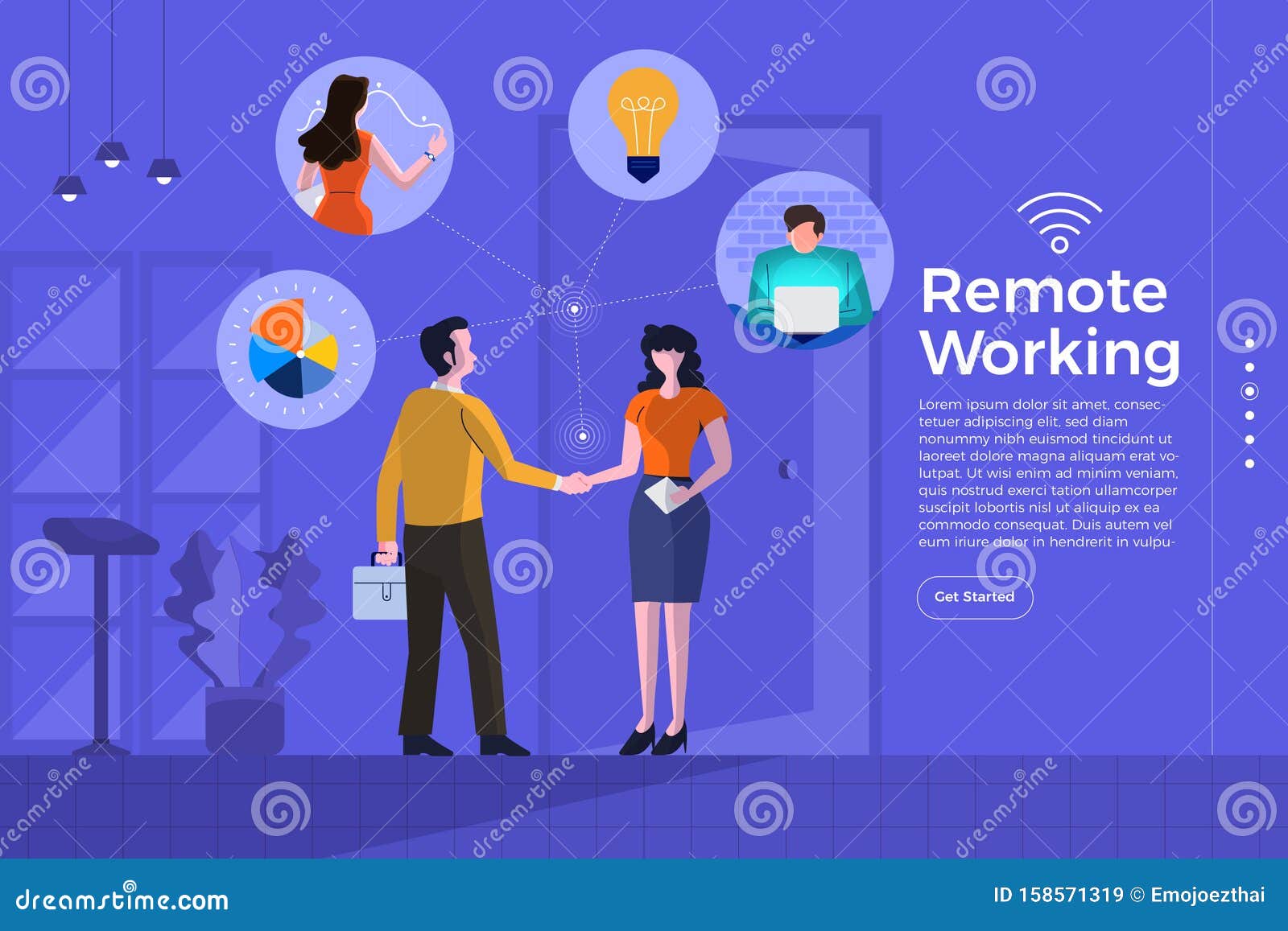 Remote Office working stock vector. Illustration of assistant - 158571319