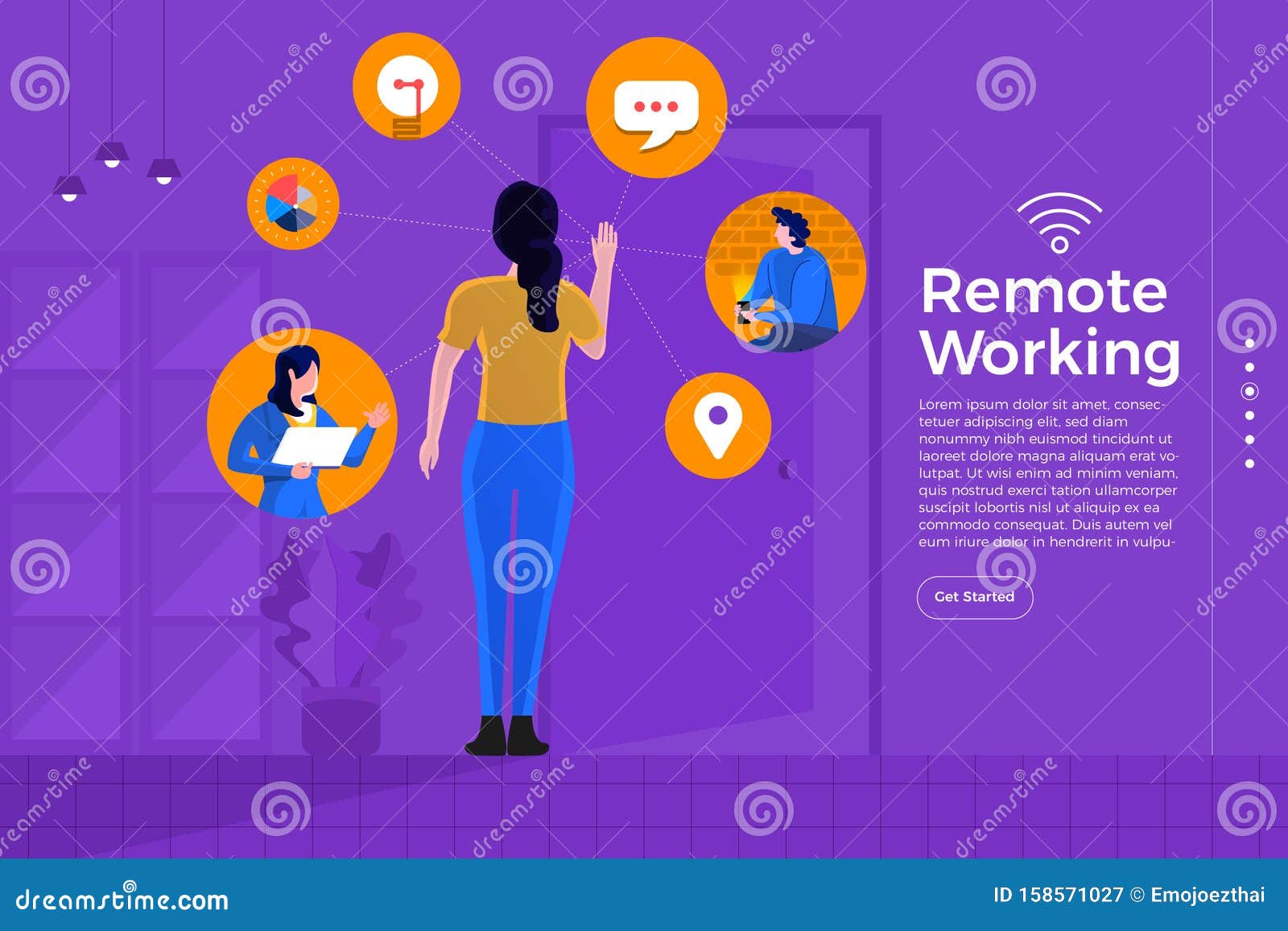 Remote Office working stock vector. Illustration of idea - 158571027