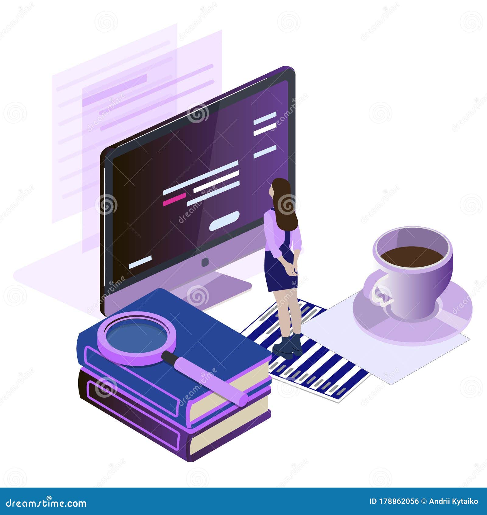 Remote Online Work From Home Office. Man Freelancer Working At Modern ...