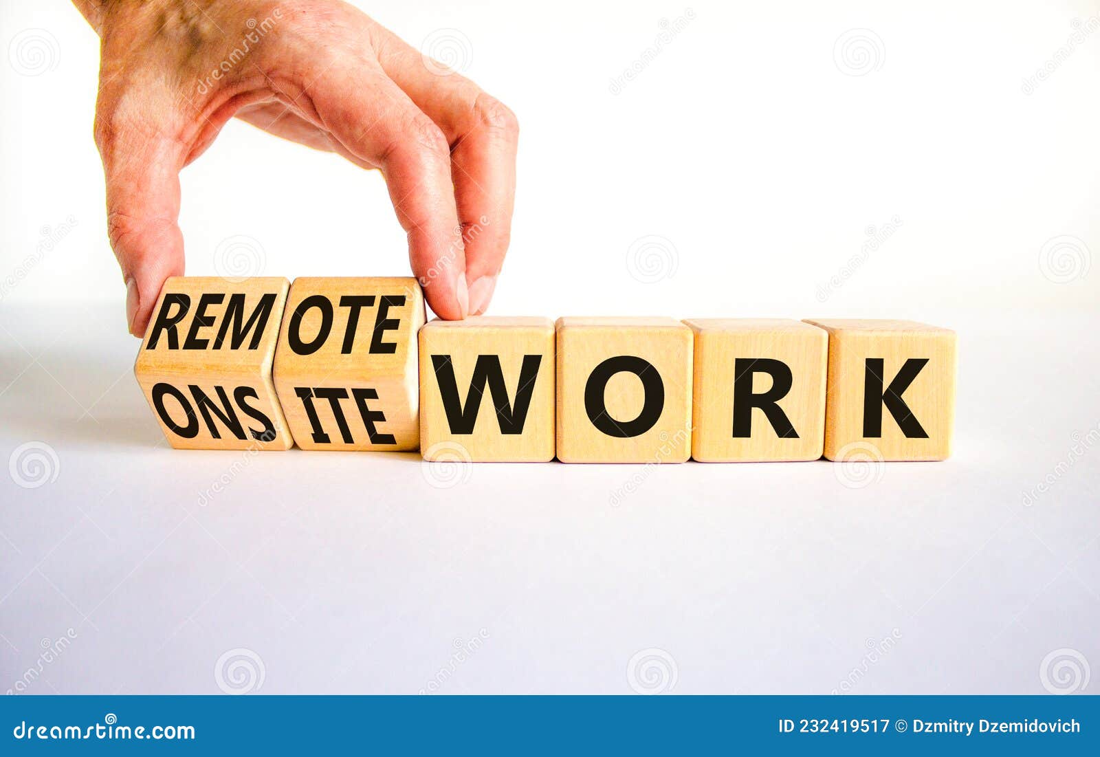 Remote or Onsite Work Symbol. Businessman Turns Cubes and Changes Words ...