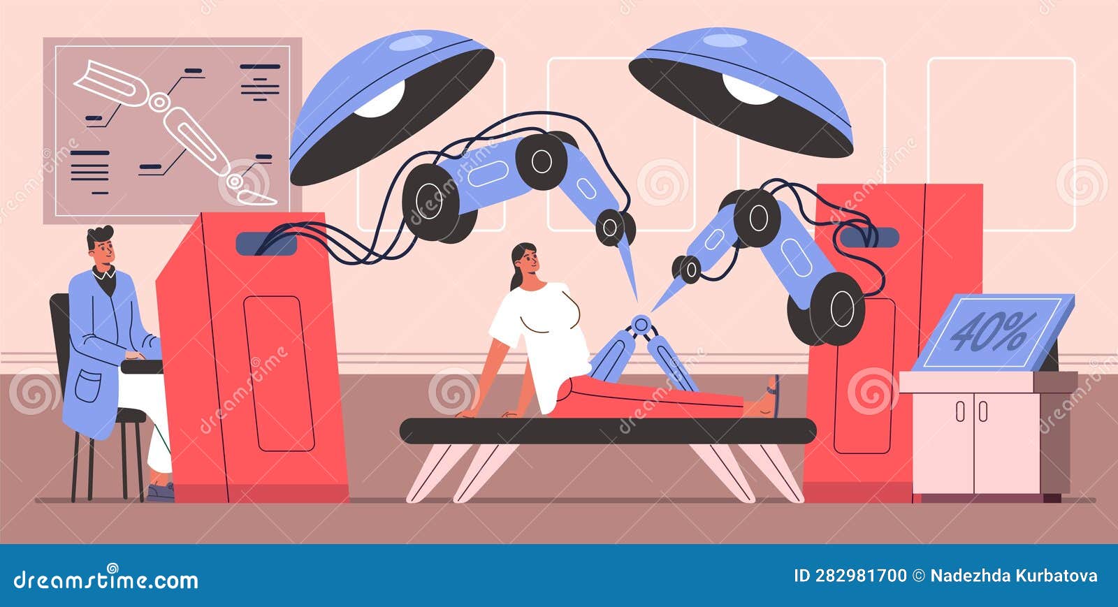 Medical Prosthetics Flat Vector Illustration. Smiling Young Doctor And ...