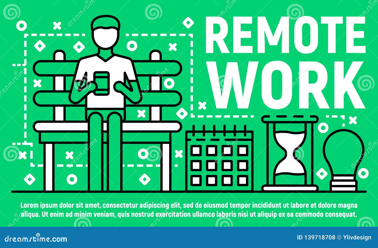Remote Park Work Banner, Outline Style Stock Vector - Illustration of ...