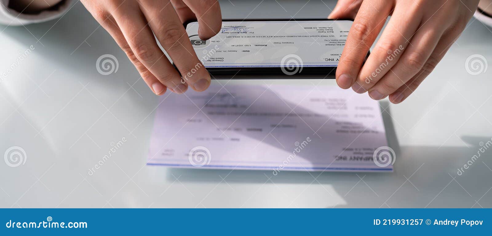 Remote Payroll Cheque Deposit Taking Picture Stock Image - Image of ...