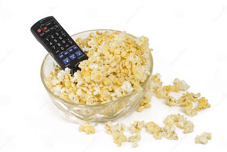 Remote in popcorn stock image. Image of eating, movie - 13180597