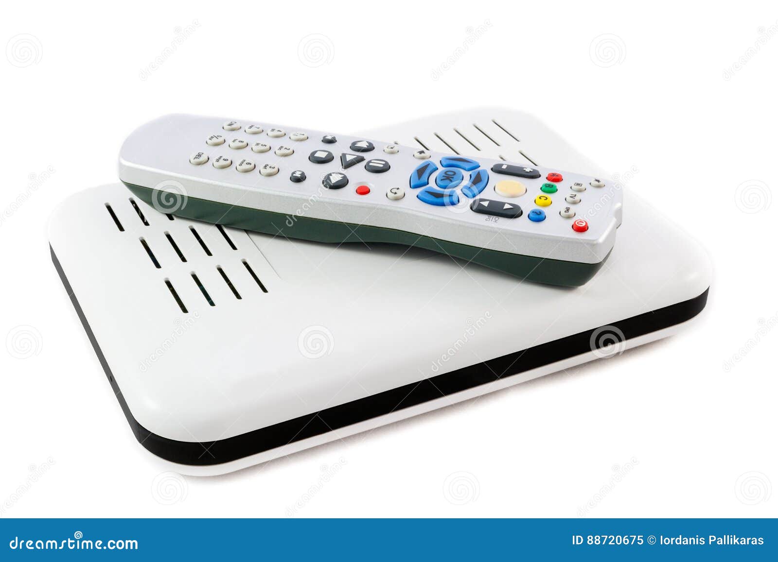 Remote and Receiver for Internet TV on White Side View Stock Image ...