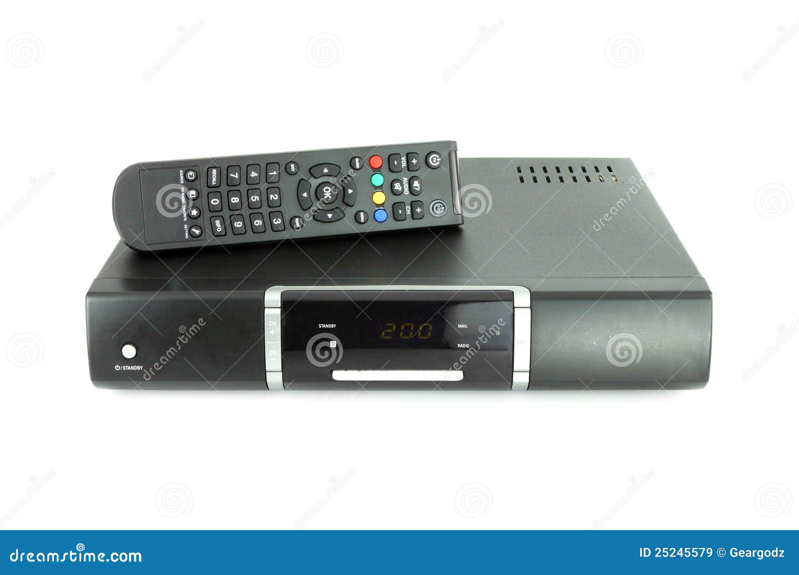 Remote and Receiver for Satellite TV Stock Image - Image of button ...
