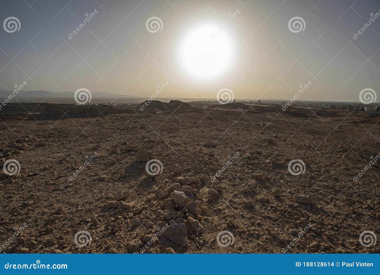 Remote Rocky African Desert Landscape at Sunset Stock Photo - Image of ...
