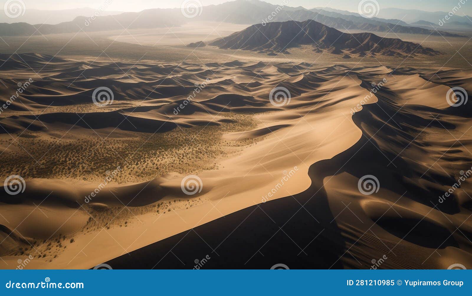 Remote Sand Dunes Ripple in Arid African Landscape at Sunset Generated ...