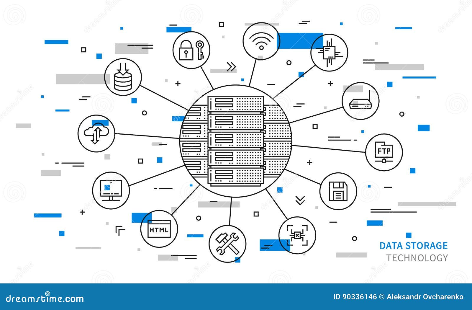 Remote Server Equipment Line Art Creative Concept Stock Vector ...