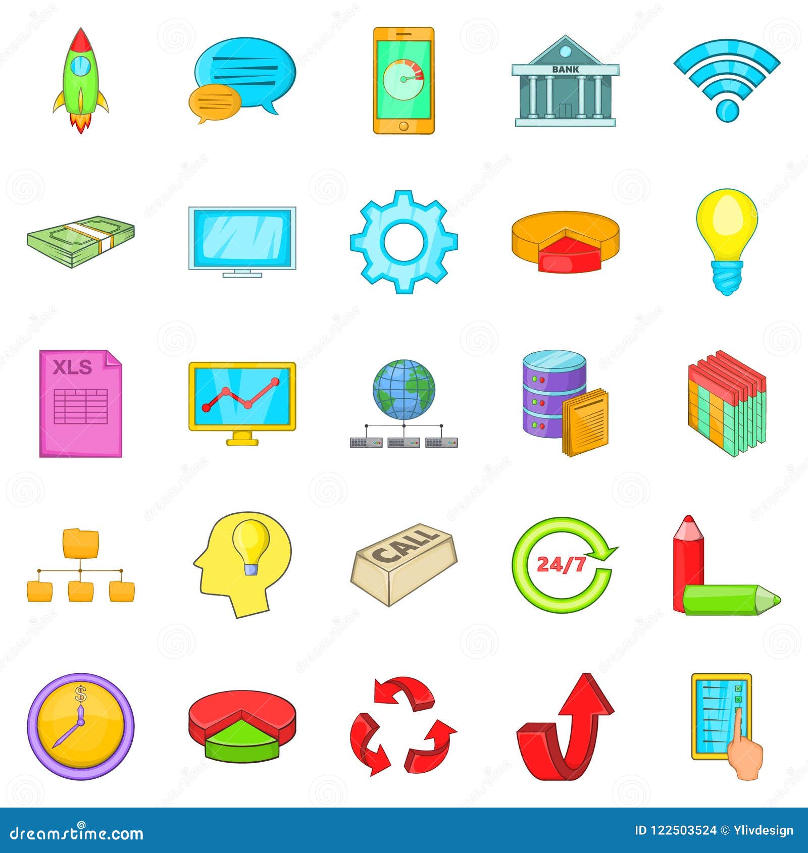Remote Server Icons Set, Cartoon Style Stock Vector - Illustration of ...