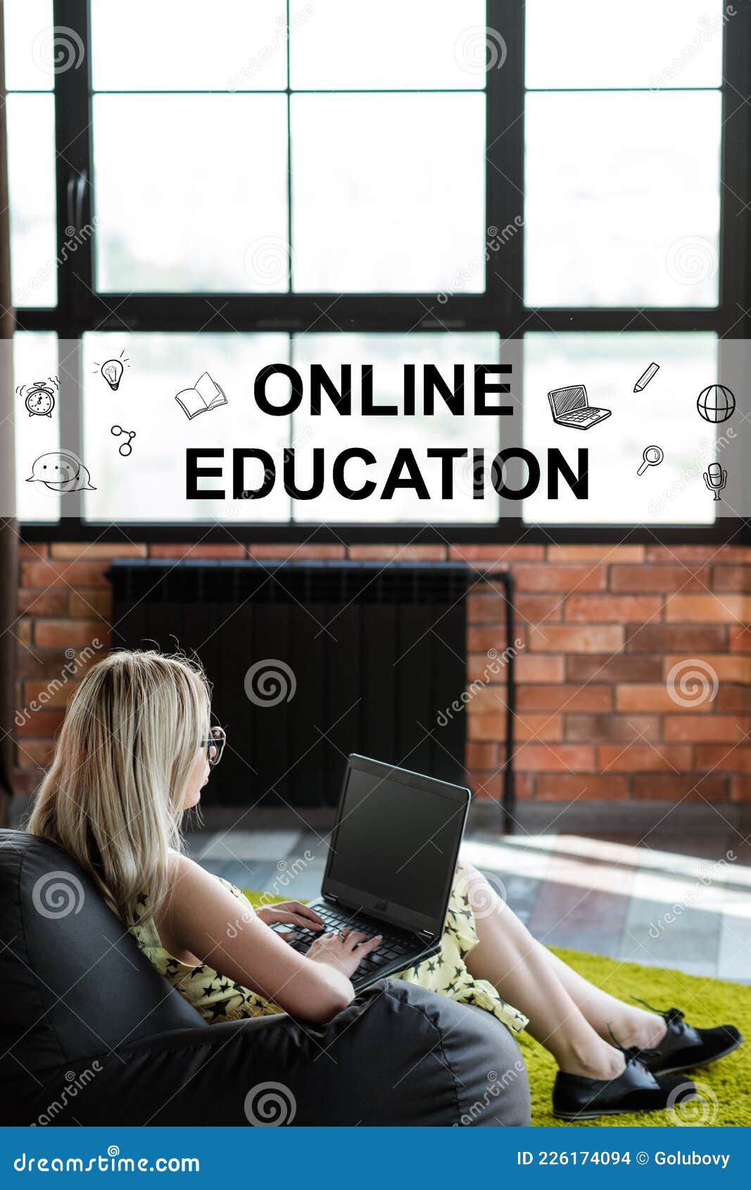 Remote Study Online Education Student Video Lesson Stock Illustration ...
