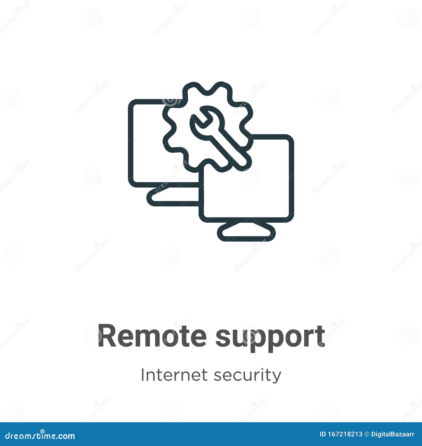 Remote Support Outline Vector Icon. Thin Line Black Remote Support Icon ...
