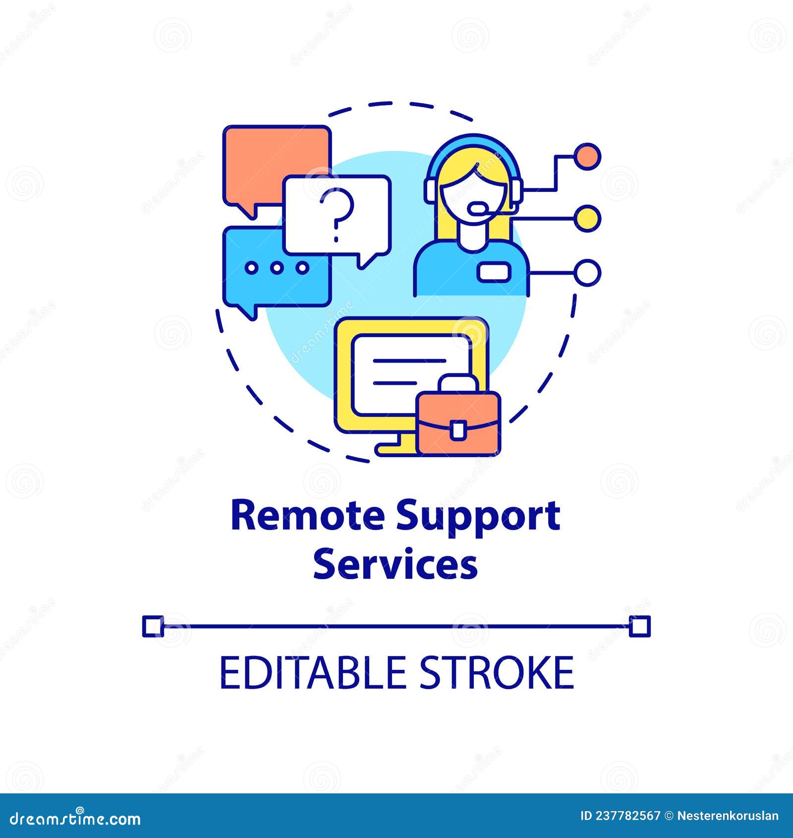 Remote Support Services Concept Icon Stock Vector - Illustration of ...