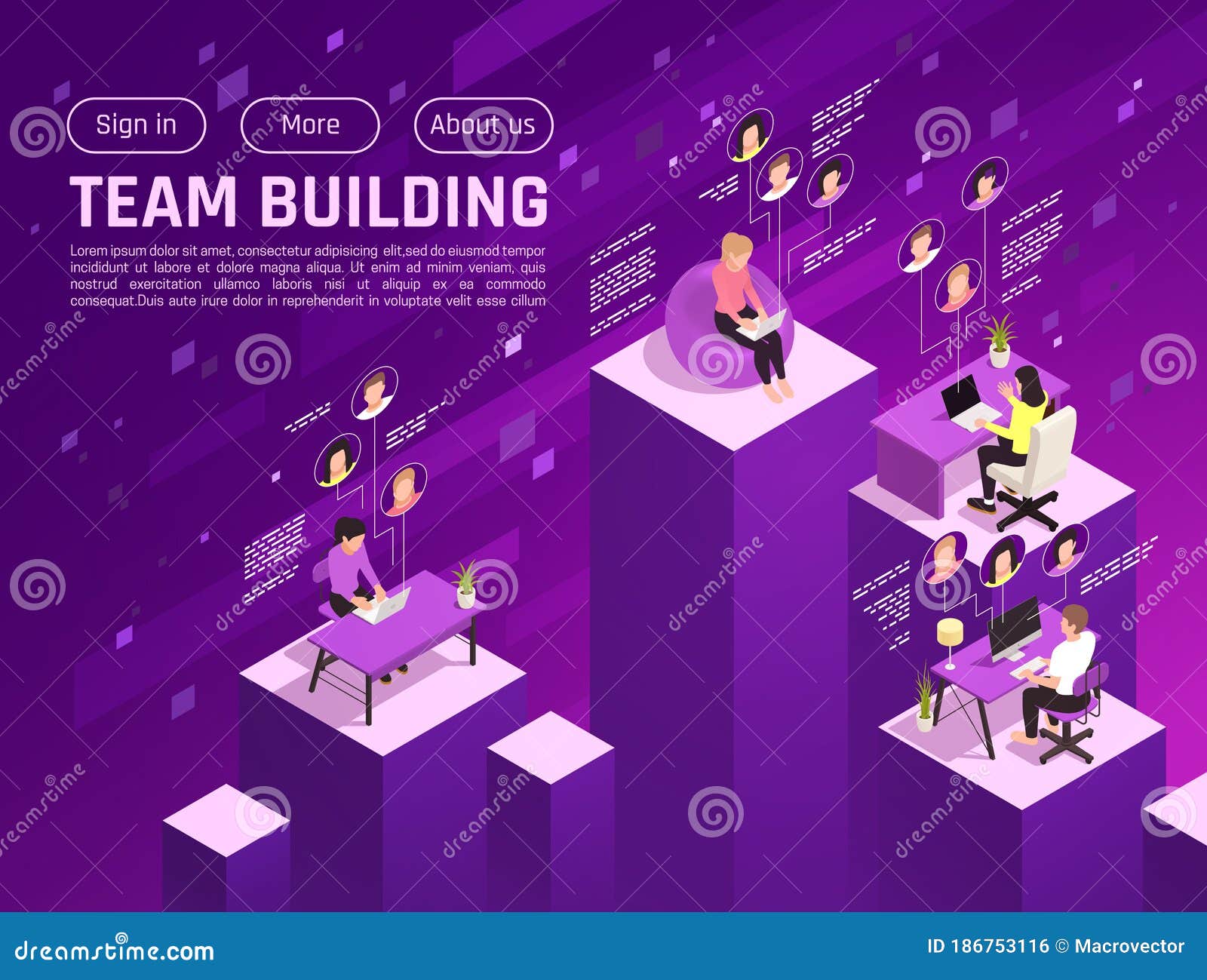 Remote Team Building Background Stock Illustration - Illustration of ...