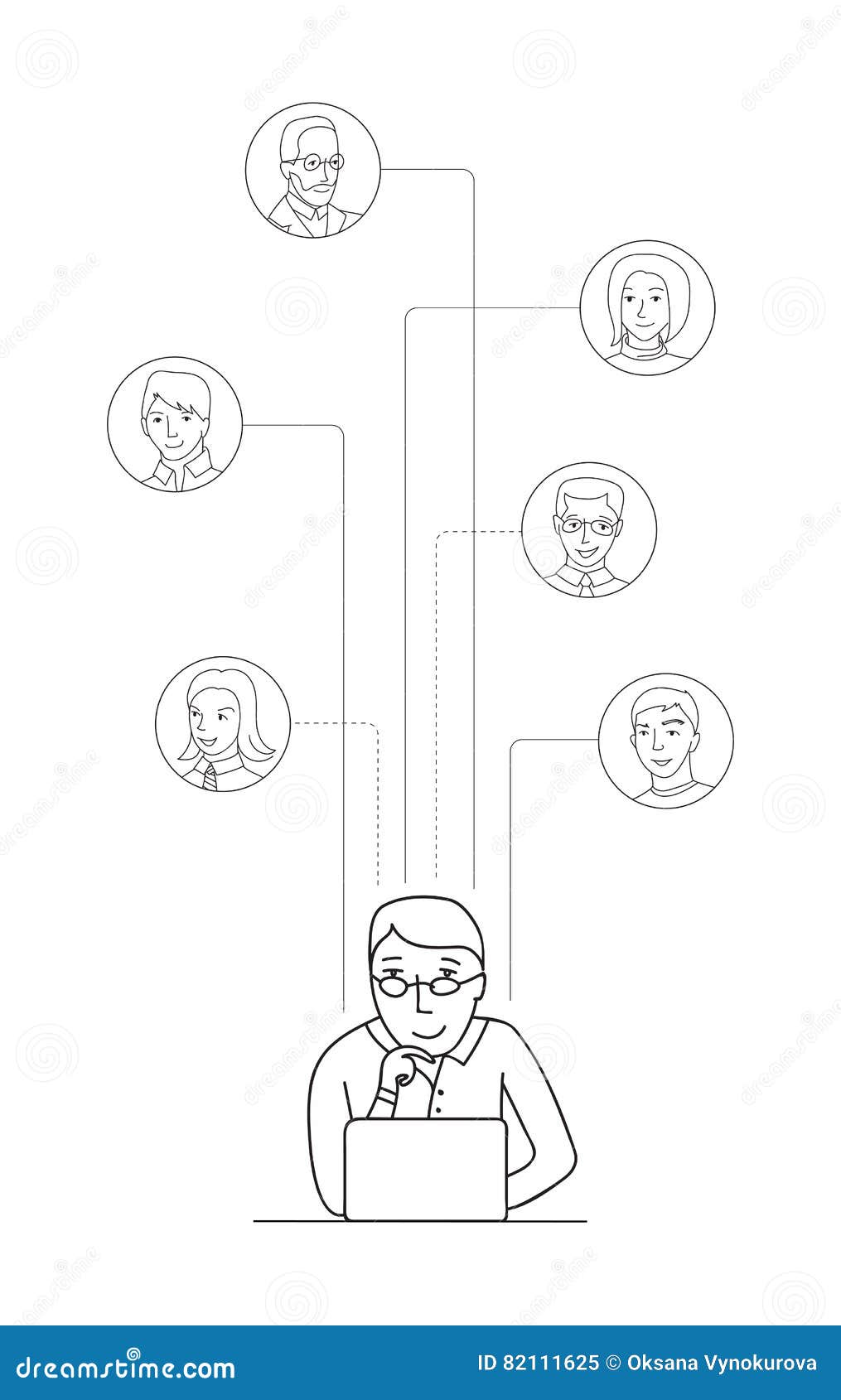 Remote Team Working Concept Vector. Work From Home Illustration In Flat ...