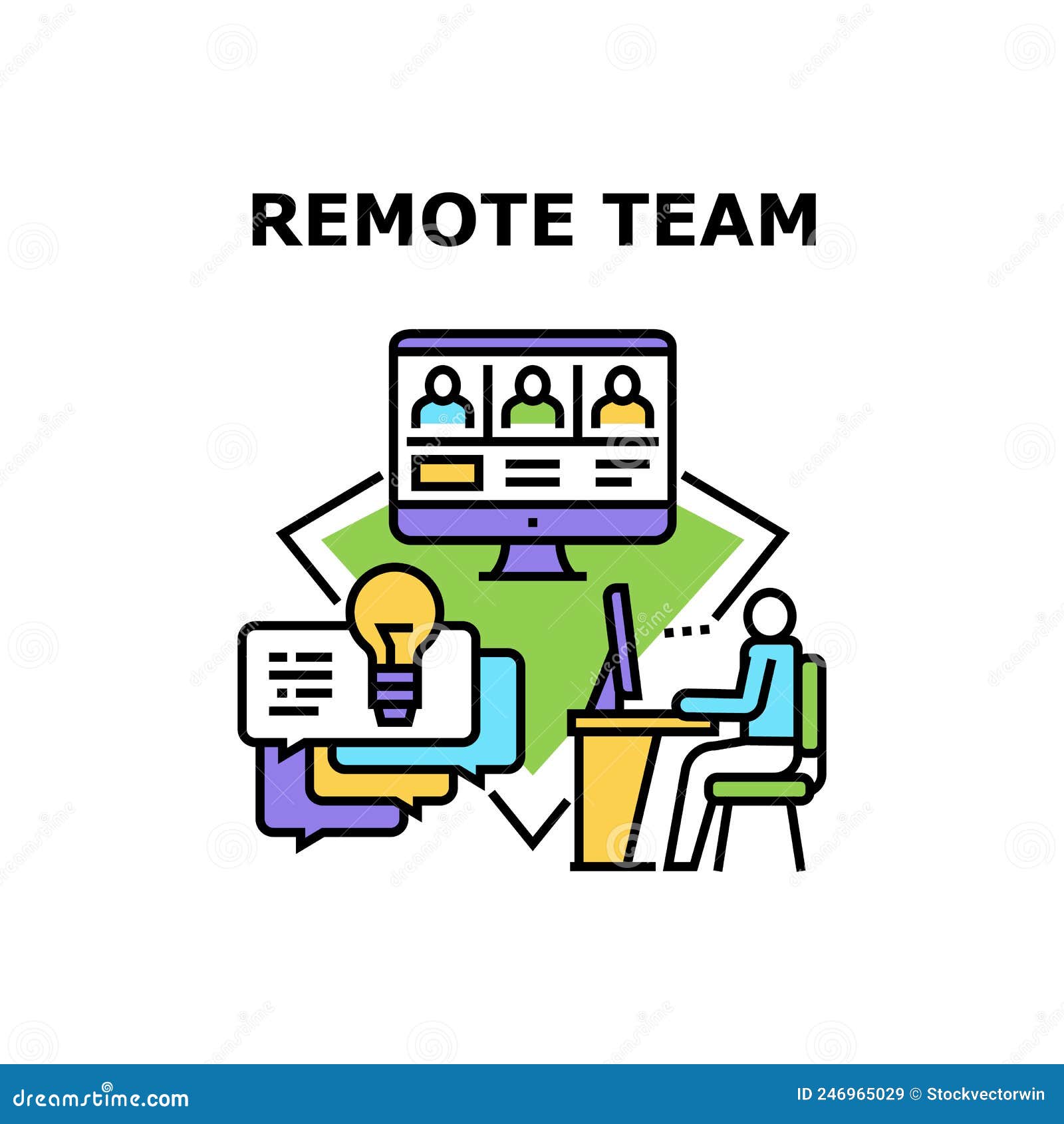 Remote Team Vector Concept Color Illustration Stock Illustration ...