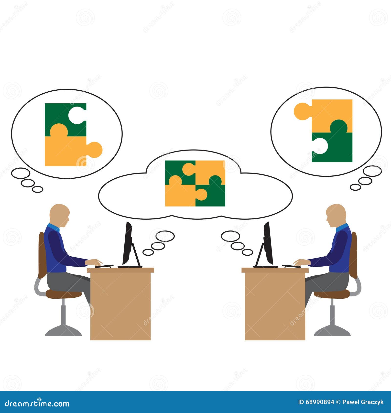 Remote Team Vector Concept Black Illustration | CartoonDealer.com ...