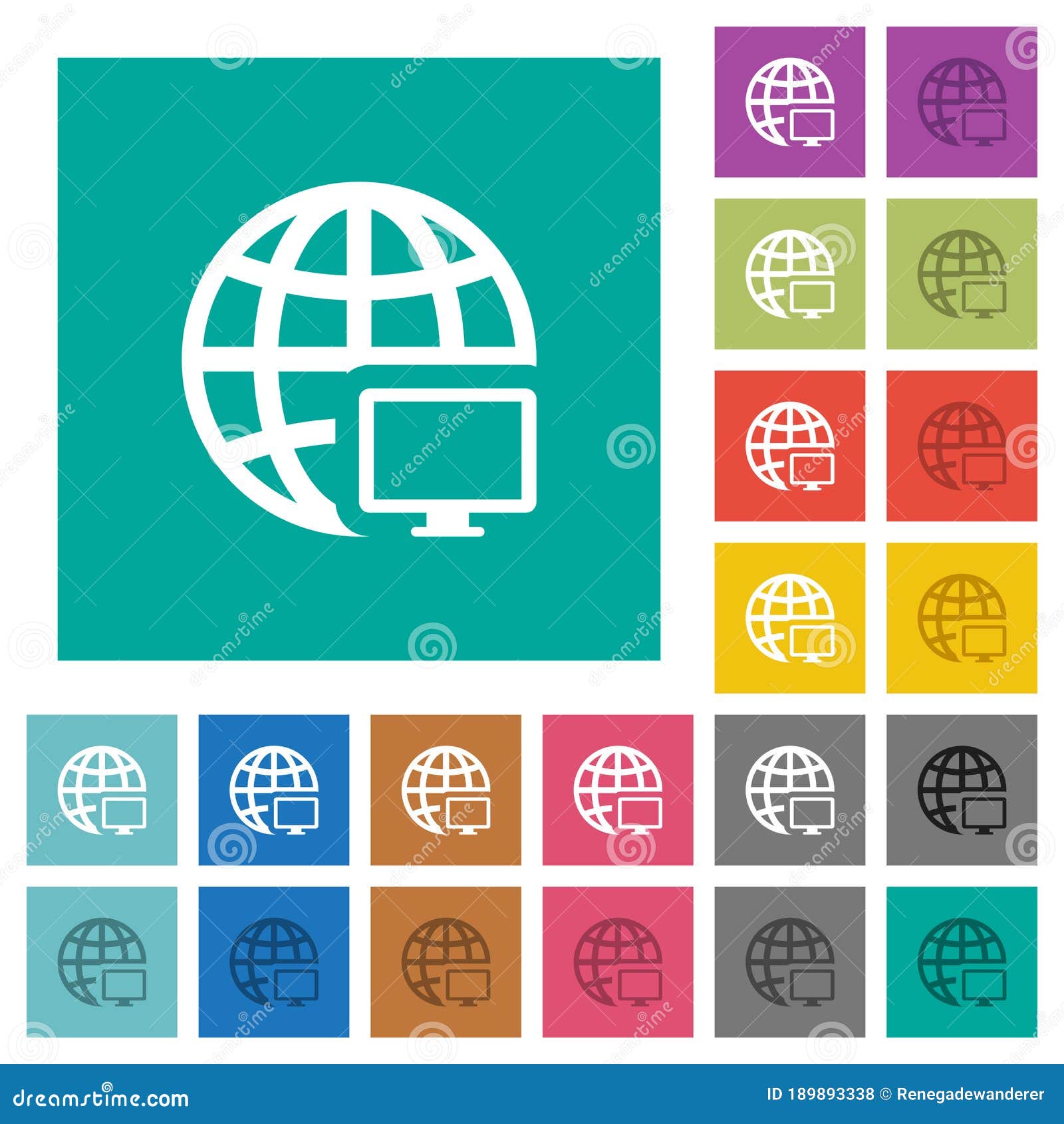 Remote Terminal Square Flat Multi Colored Icons Stock Vector ...