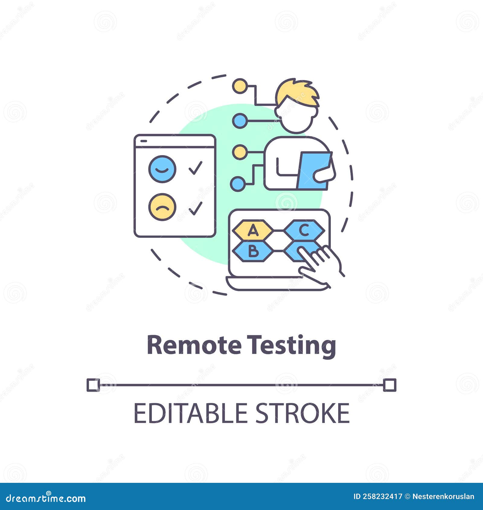 Remote Testing Concept Icon Stock Vector - Illustration of virtual ...