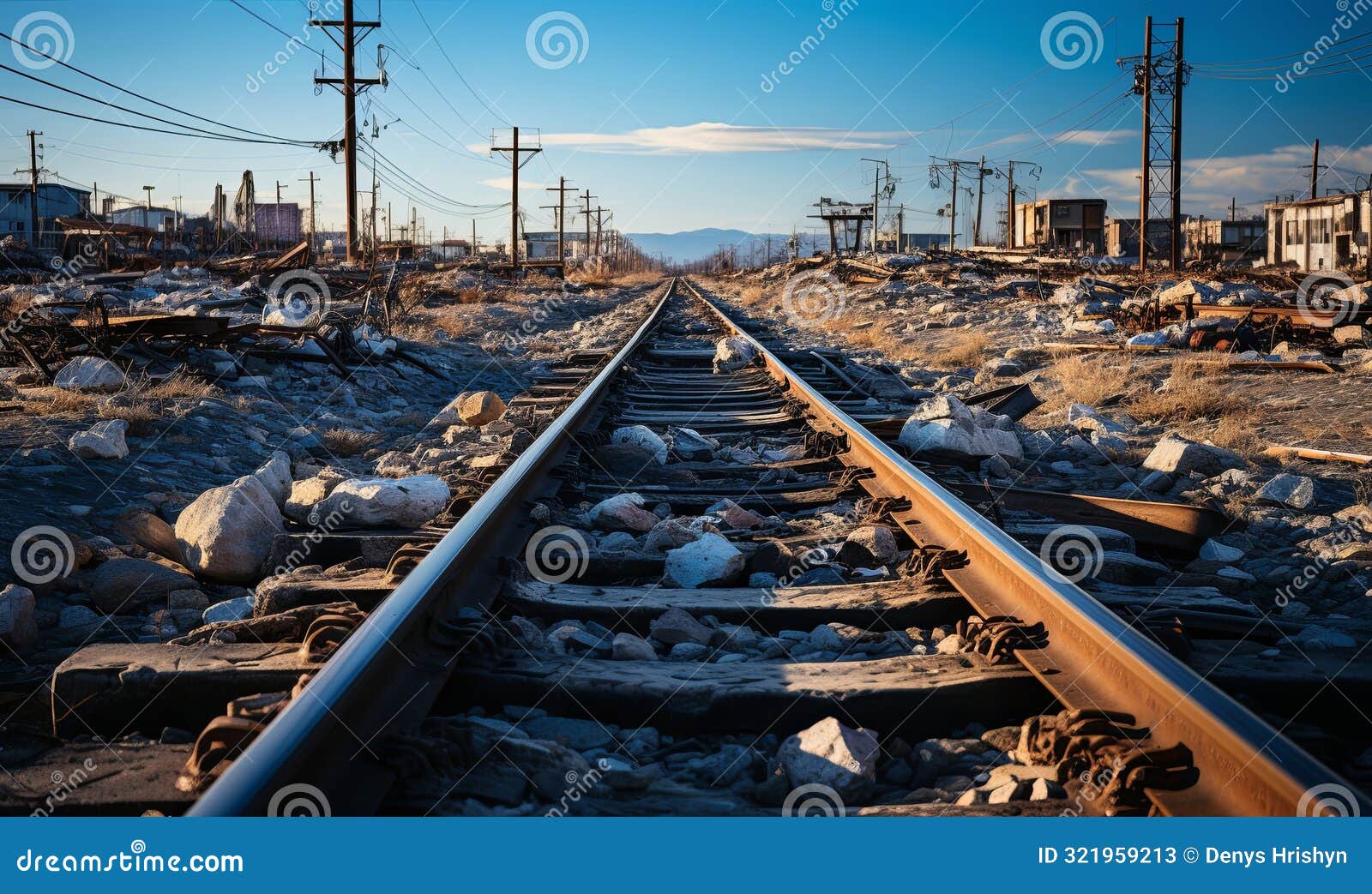 Remote Train Track in Open Landscape Stock Image - Image of open ...