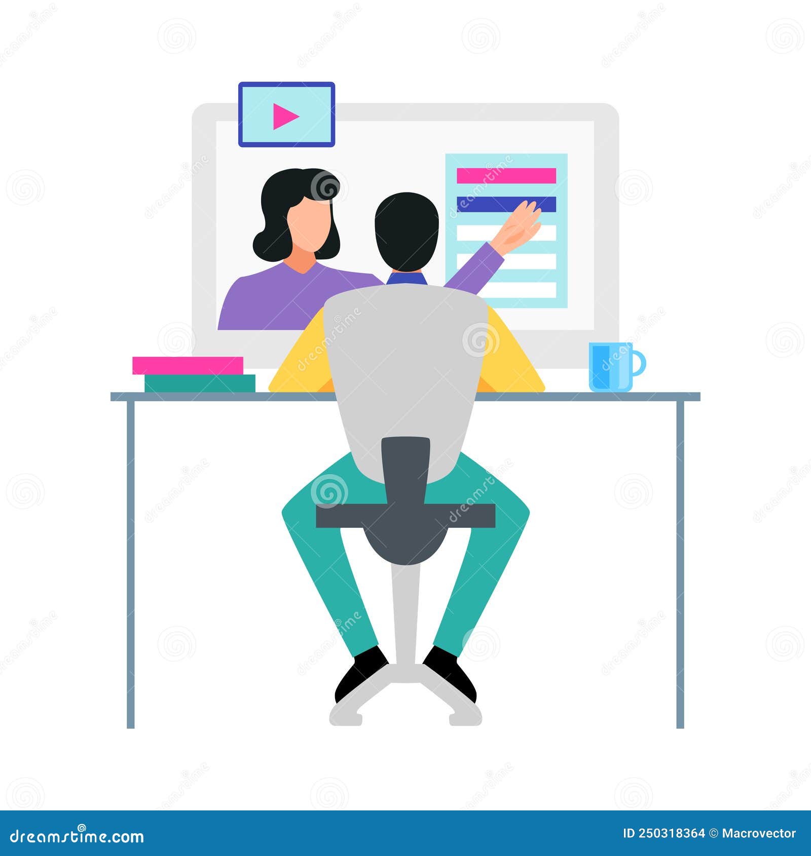 Remote Tutor Education Composition Stock Illustration - Illustration of ...